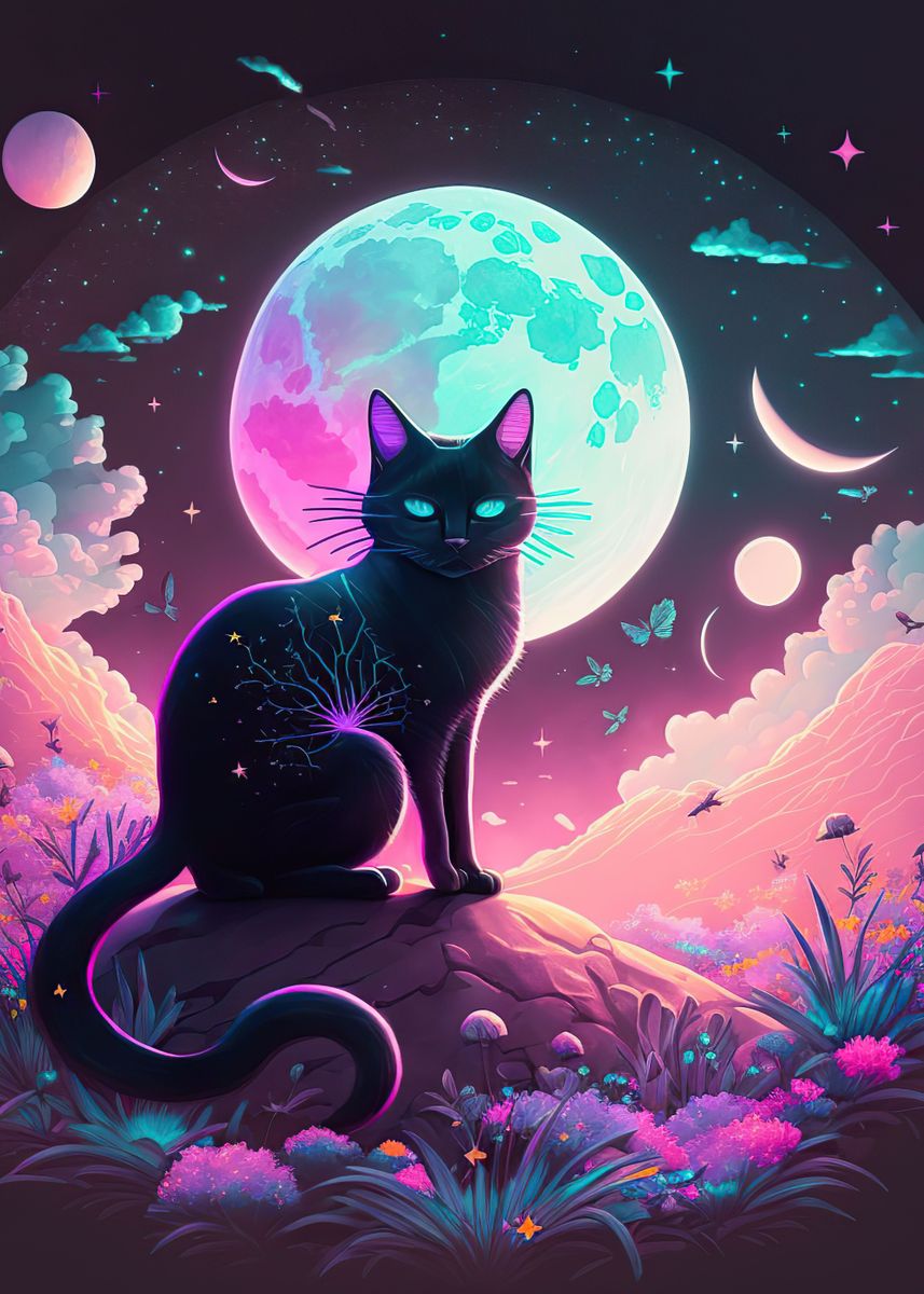 'Landscape Cat' Poster, picture, metal print, paint by Siobhan Lamb ...