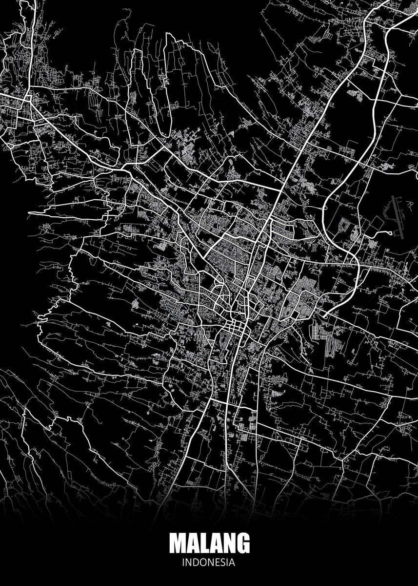 'Malang Indonesia Map' Poster, picture, metal print, paint by Zake ...