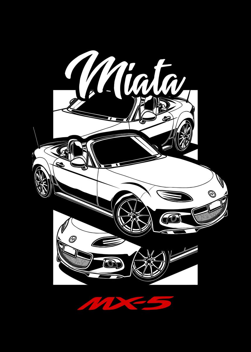 'Mazda MX5 Miata' Poster, picture, metal print, paint by Faissal Thomas | Displate