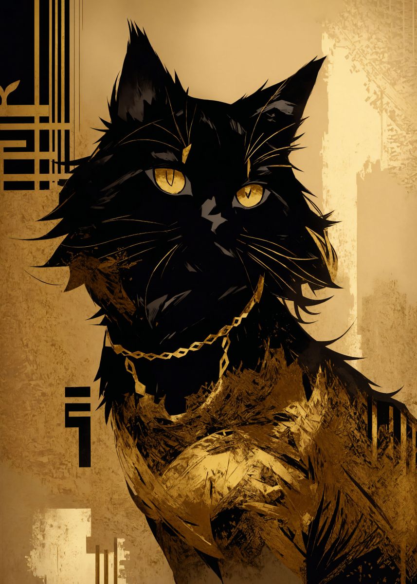 'Abstract black cat' Poster by Lukasz Kobylka | Displate