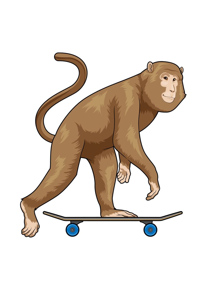 'Monkey Skater Skateboard' Poster, picture, metal print, paint by ...