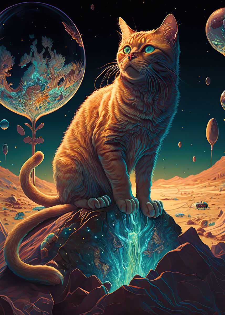 'Landscape Cat' Poster, picture, metal print, paint by Siobhan Lamb ...
