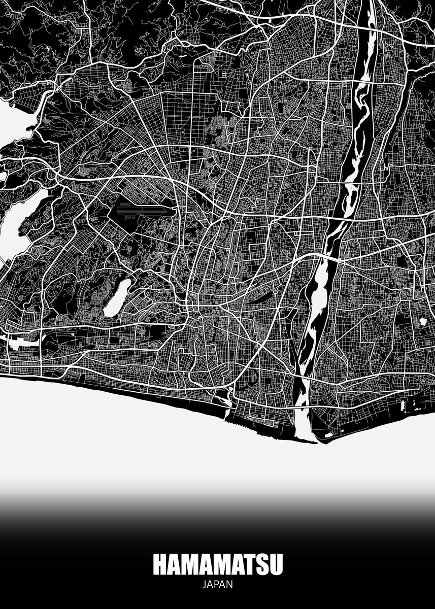 'Hamamatsu Japan Map' Poster, picture, metal print, paint by Zake ...