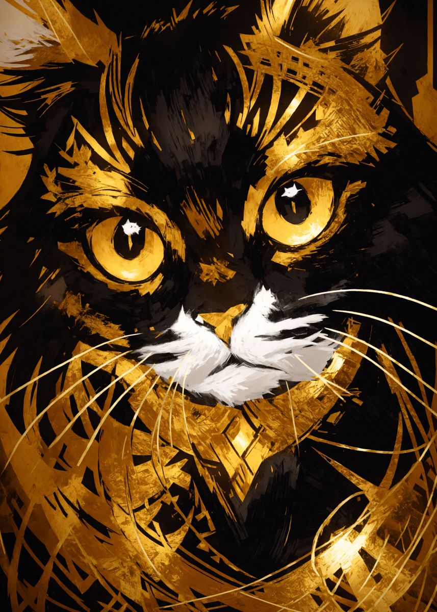 'Abstract black cat' Poster, picture, metal print, paint by Lukasz ...