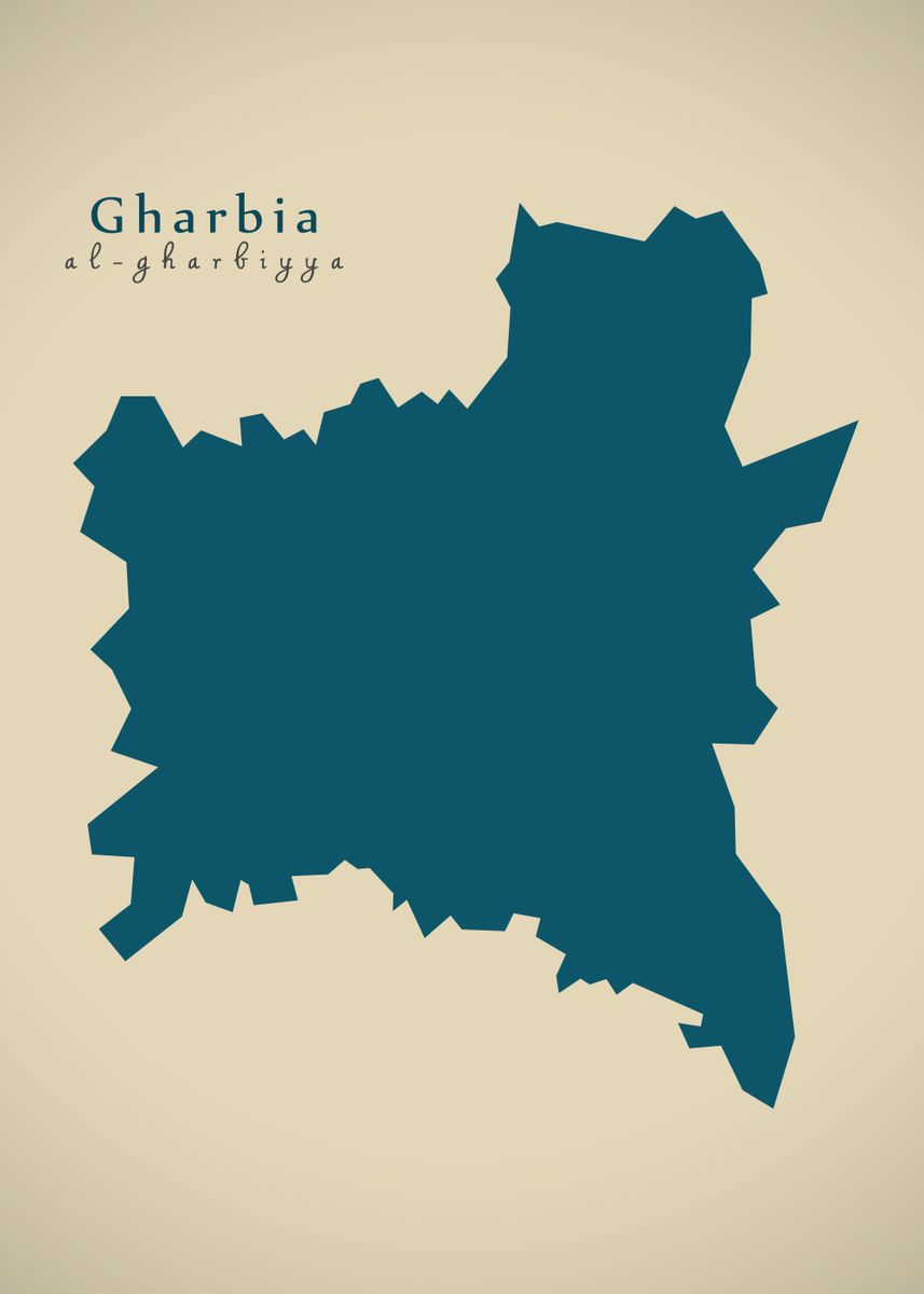 'Gharbia governorate map' Poster by Ingo Menhard | Displate
