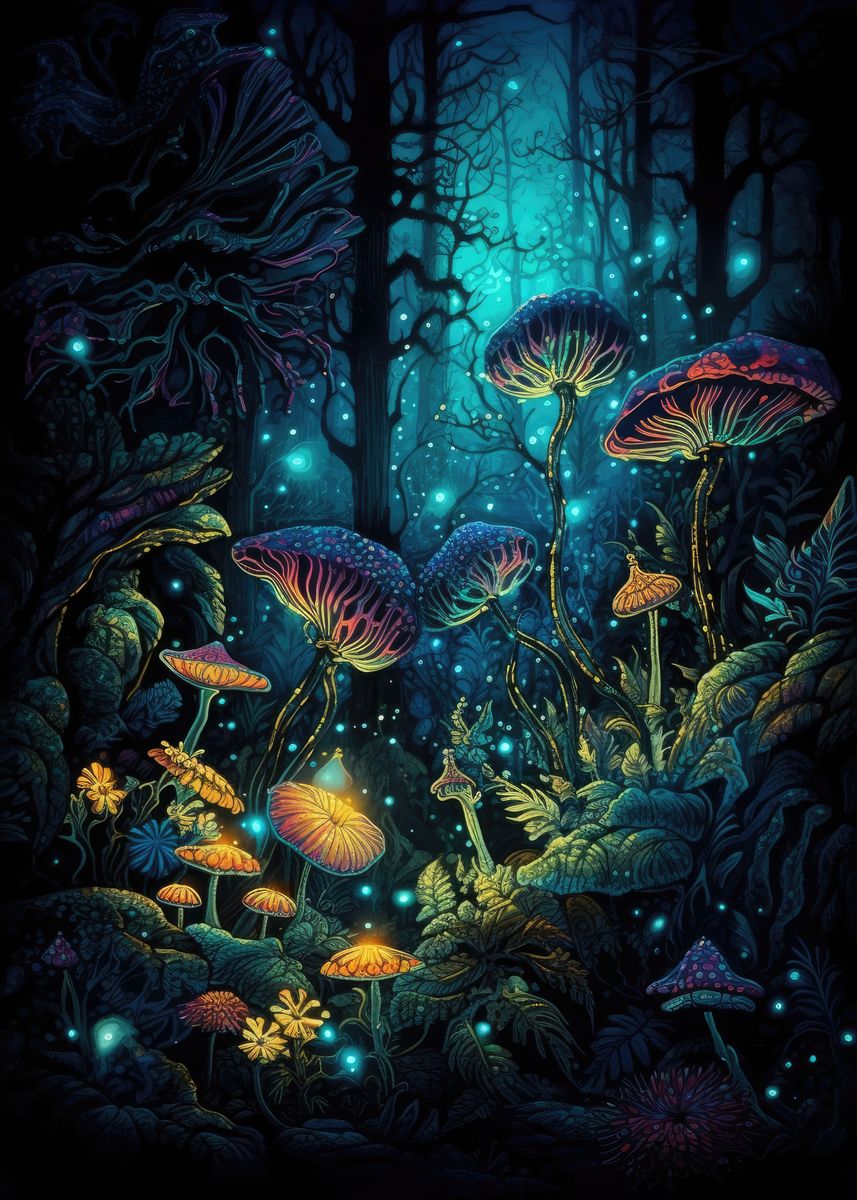 'Enchanted Chromatic Forest' Poster by Ambient Impressions | Displate