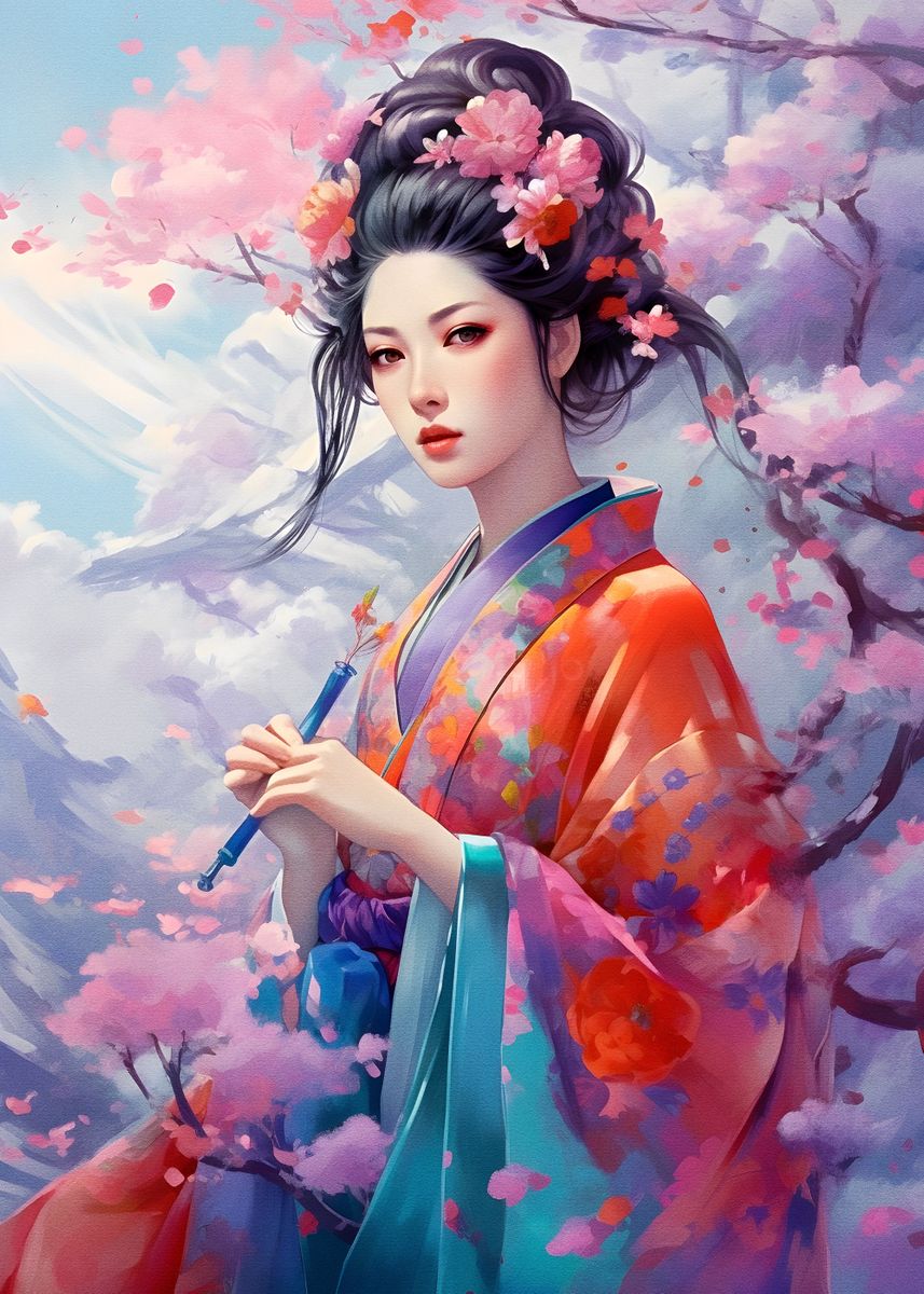 'japanese girls 5' Poster, picture, metal print, paint by Elz art ...