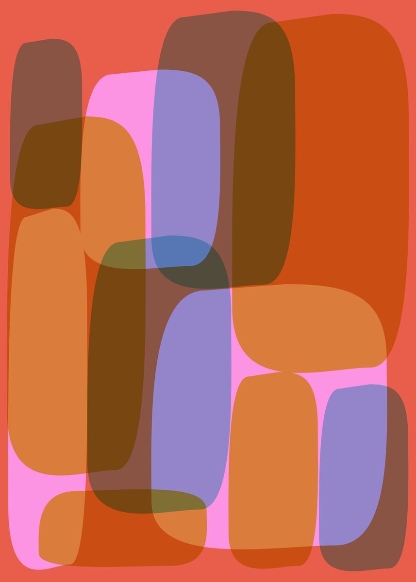 'Mid Mod Shapes in Orange' Poster by Beth | Displate