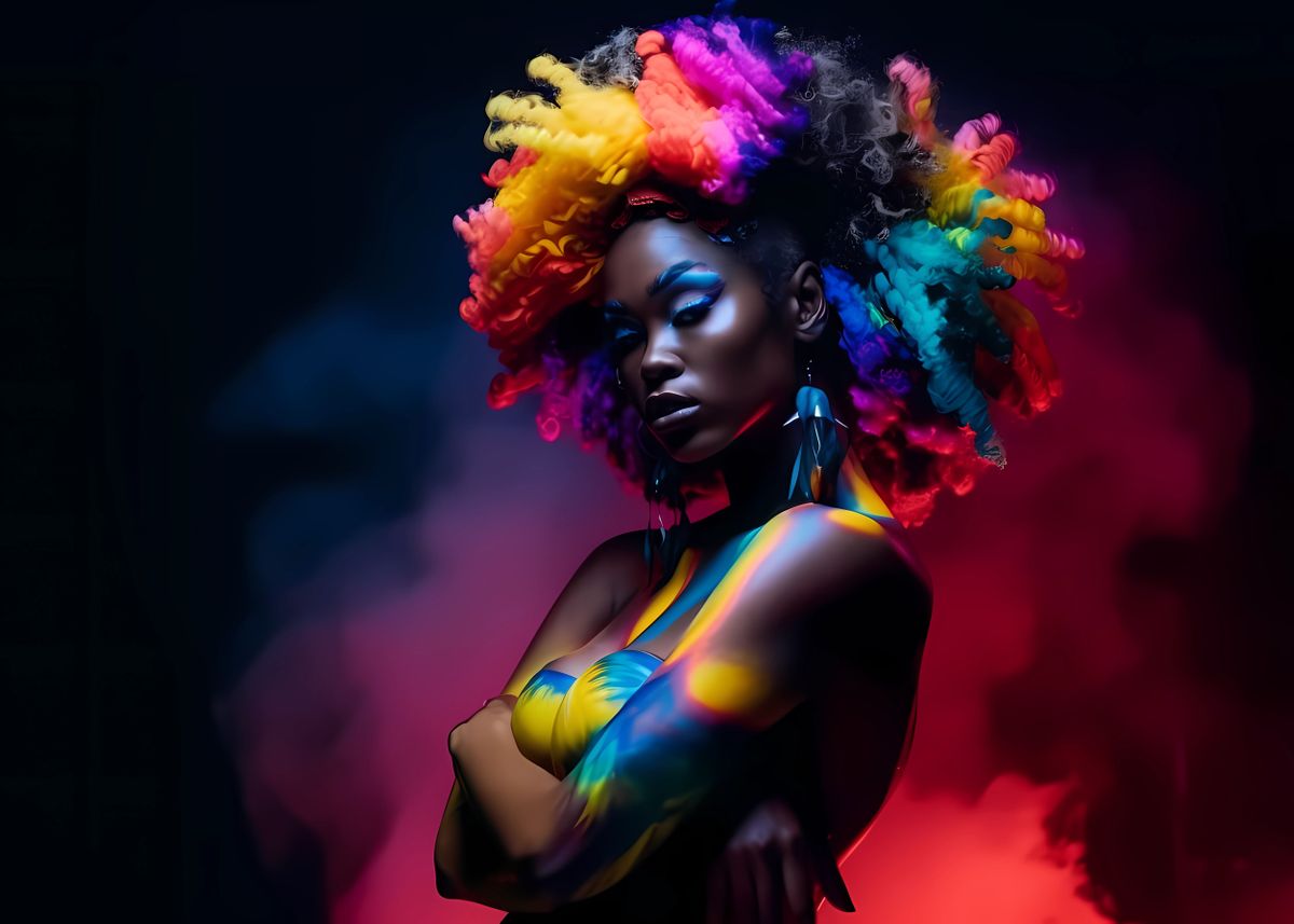 'African model bodypainted' Poster by Jiri Hodecek | Displate