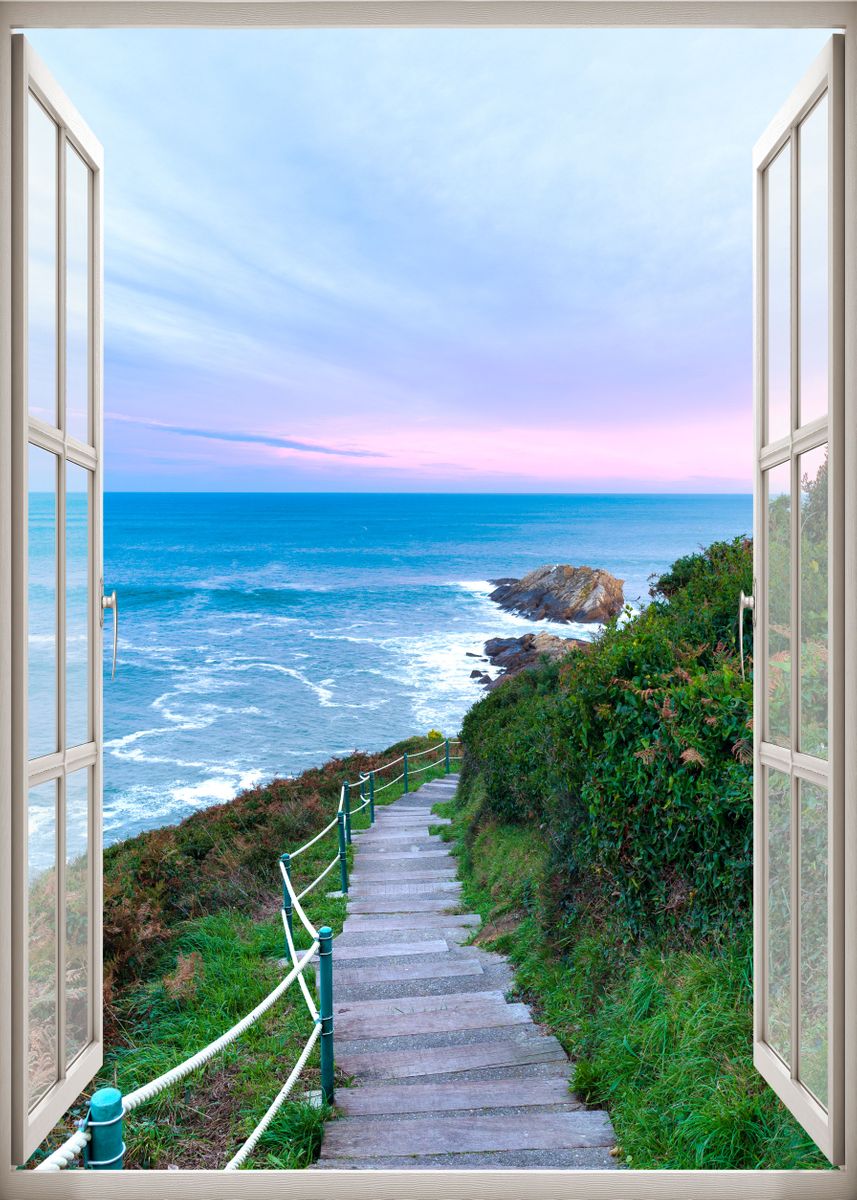 'Window view sea landscape' Poster, picture, metal print, paint by ...