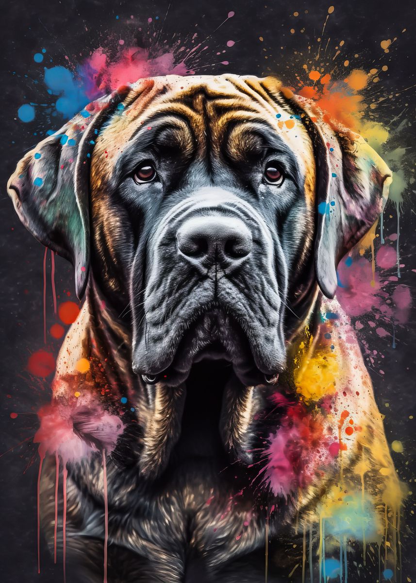 'Spanish Mastiff painting' Poster, picture, metal print, paint by Karolina Cemerkiene | Displate