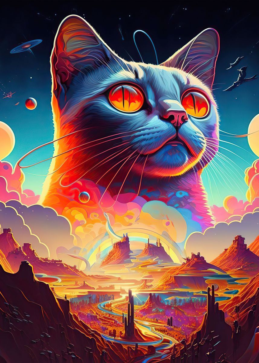'Landscape Cat' Poster by Siobhan Lamb | Displate