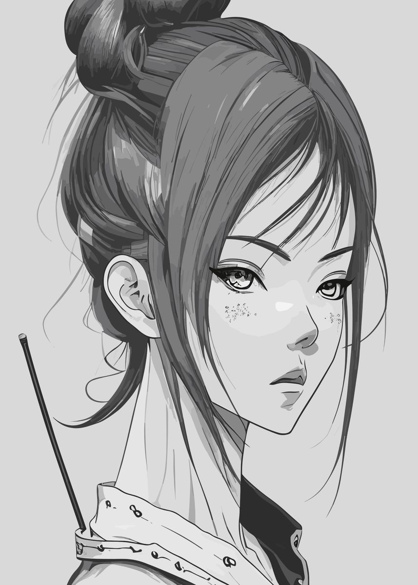 'Anime Sketch of a Lady' Poster, picture, metal print, paint by Luxe ...