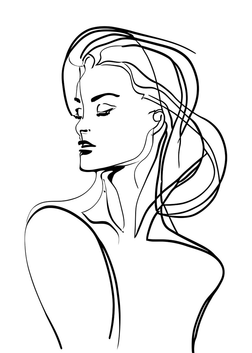'Woman Line Art' Poster, picture, metal print, paint by Nae | Displate