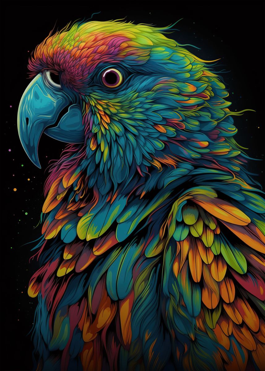 'Vibrant Visions A Parrot ' Poster, picture, metal print, paint by ...
