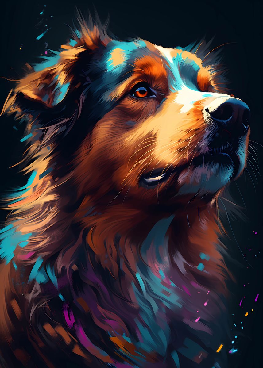 'Australian Shepherd Dog' Poster, picture, metal print, paint by Anusha ...