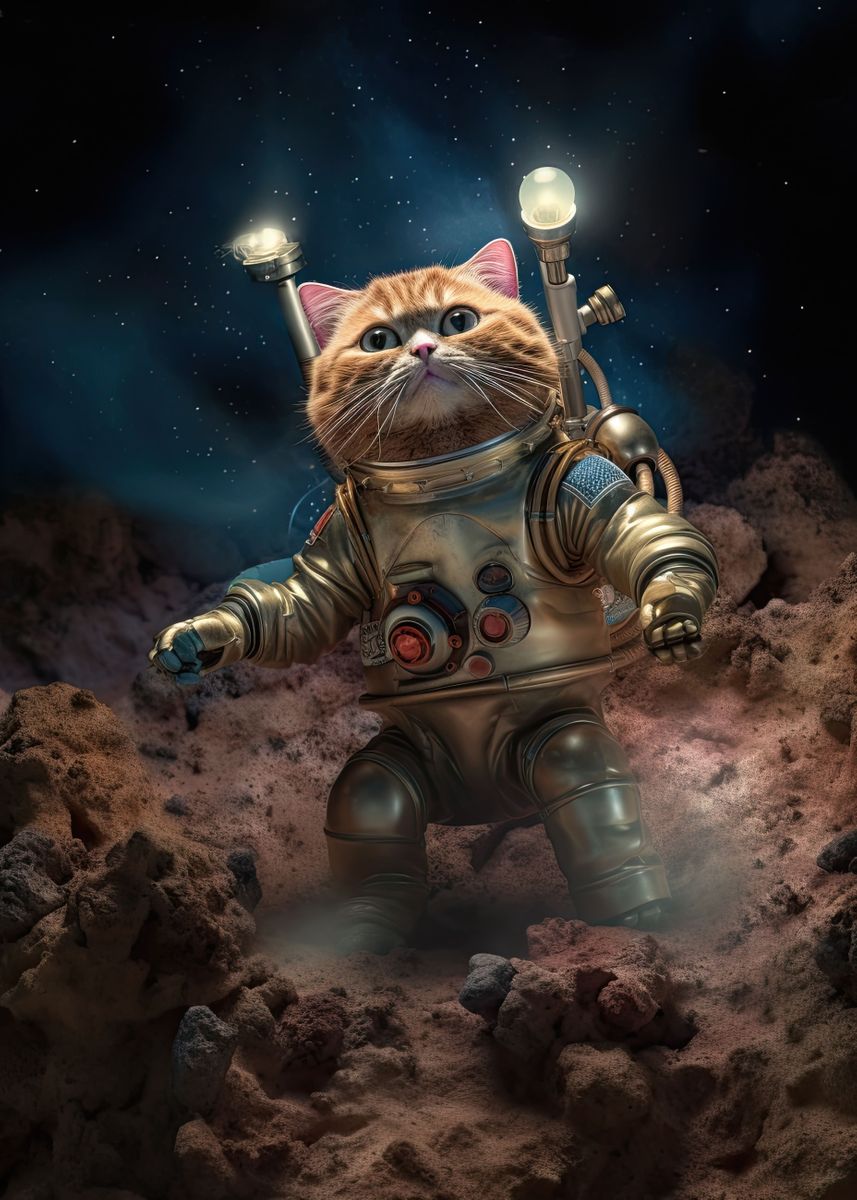 'Bewildered Cosmo Cat' Poster by Morphic Prints | Displate