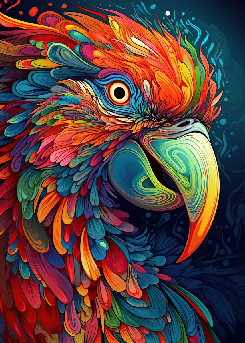 'Colorful Companions Parrot' Poster, picture, metal print, paint by ...