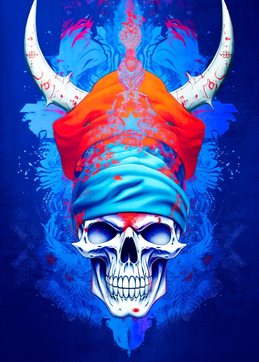 'Psychedelic Sami Skull 3' Poster, picture, metal print, paint by ...