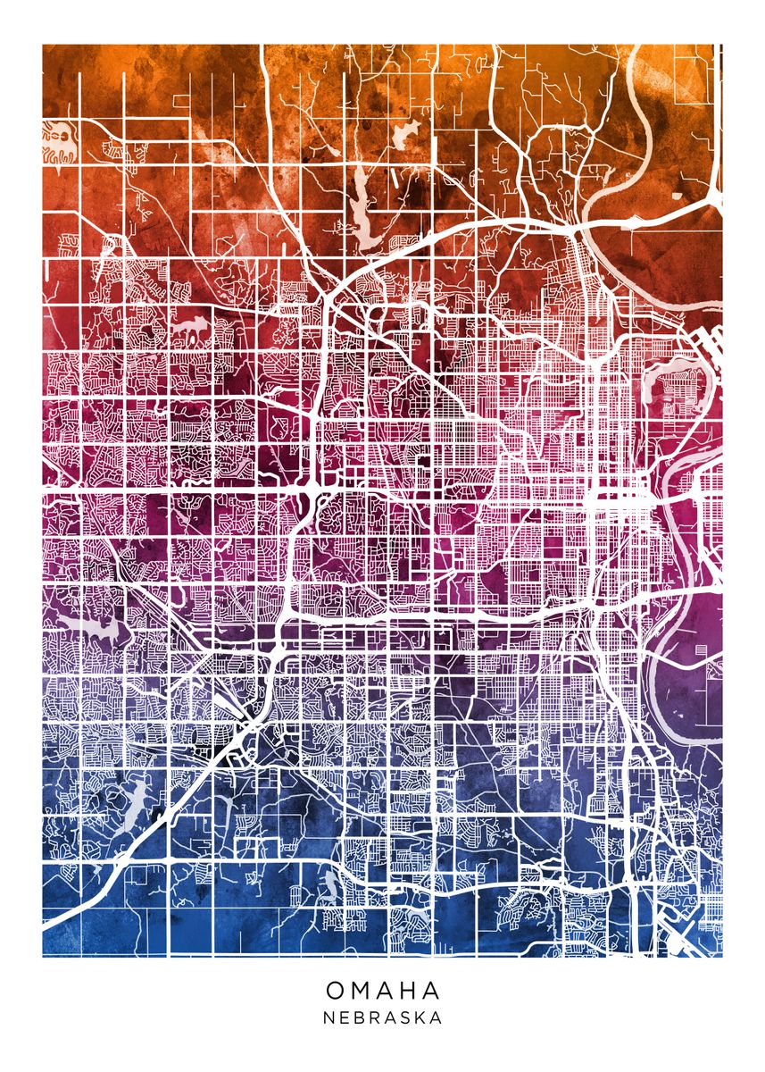'Omaha Nebraska Map' Poster by Michael Tompsett | Displate