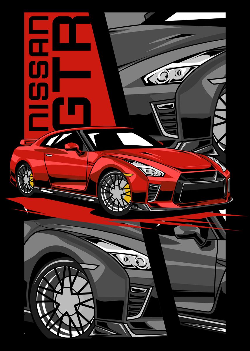 'Sport Car Nissan GTR' Poster, picture, metal print, paint by PowerUp ...