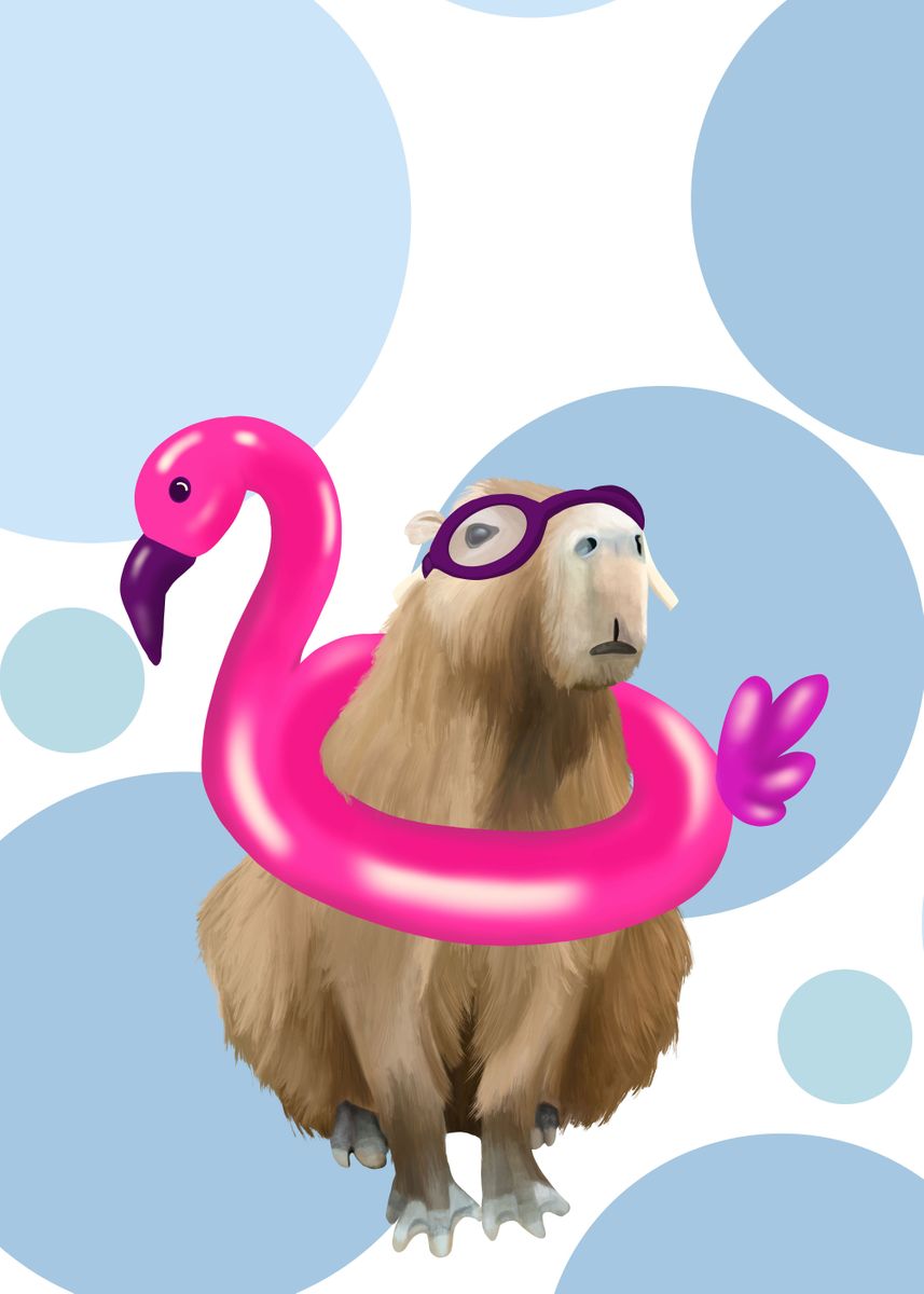 'Cute Capybara Pool Party' Poster by Sunette Shepperson | Displate