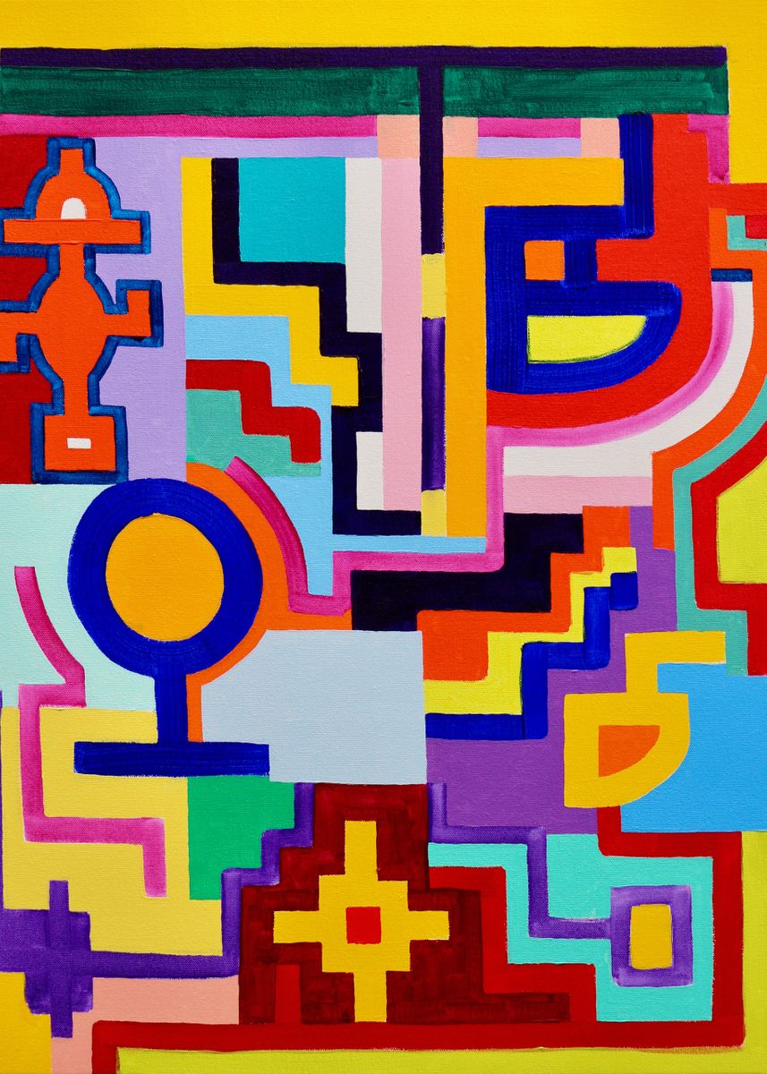 'Aztec inspired abstract' Poster, picture, metal print, paint by Paul ...