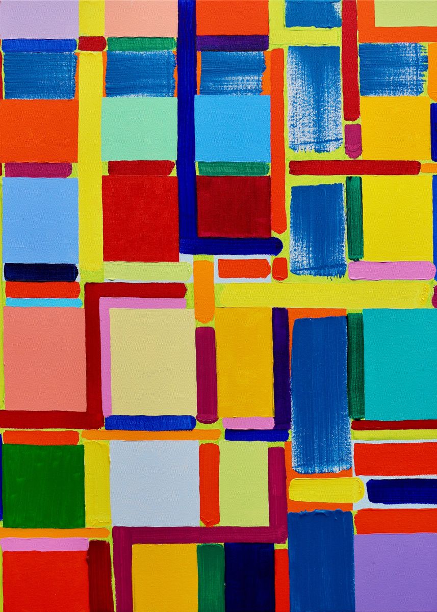 'Vibrant abstract squares' Poster, picture, metal print, paint by Paul ...