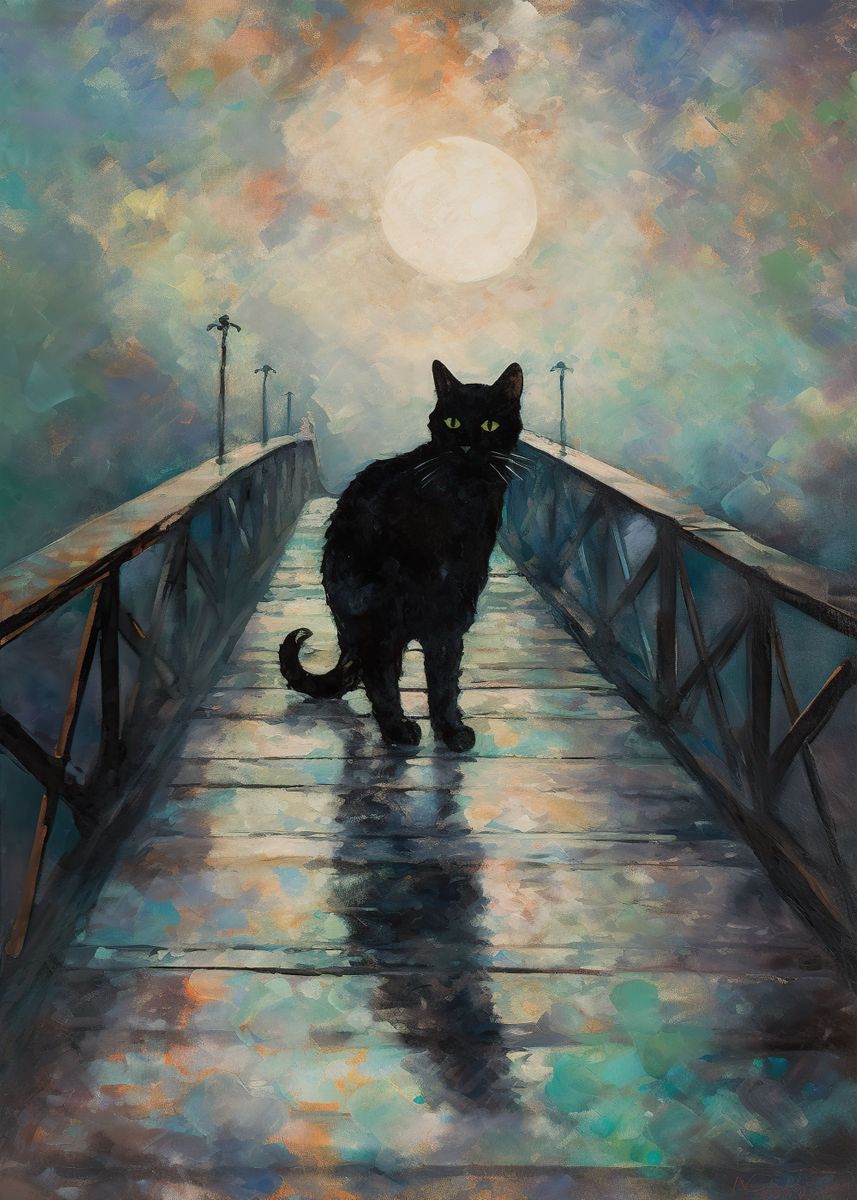 'Streetwise Black Cat Art' Poster by Meyer Snider | Displate