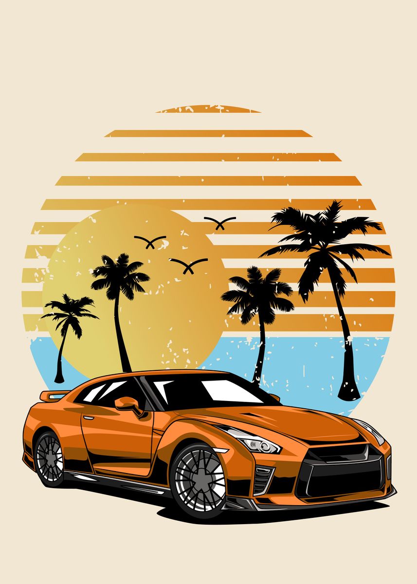 'Retro Style Cars Nissan' Poster, picture, metal print, paint by ...