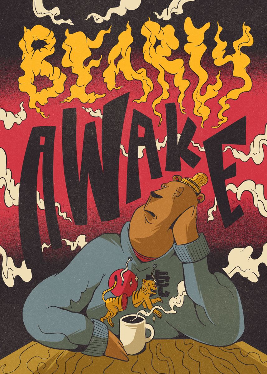 'Bearly Awake Cartoon' Poster, picture, metal print, paint by Cool ...