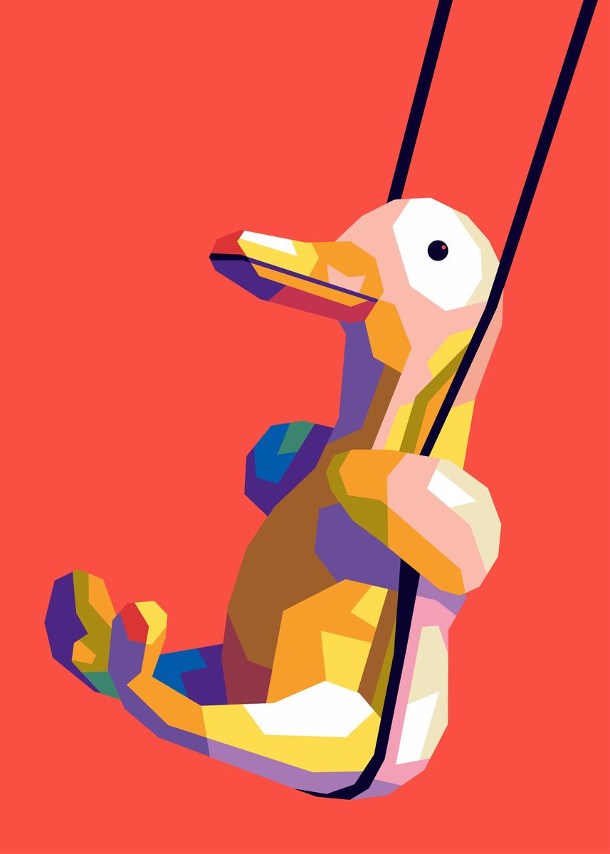 'SWINGING DUCKLING MEME' Poster, picture, metal print, paint by ...