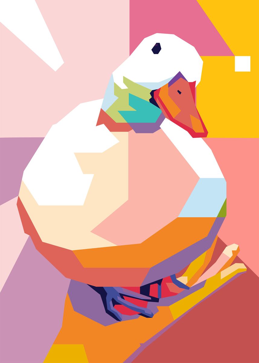 'DUCK ON HAND' Poster, picture, metal print, paint by Muifatin | Displate