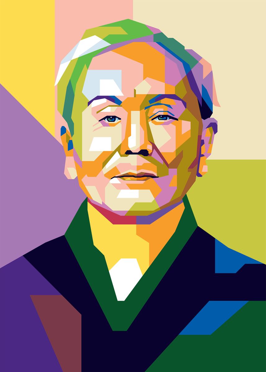 'Gichin Funakoshi' Poster, picture, metal print, paint by Indra | Displate