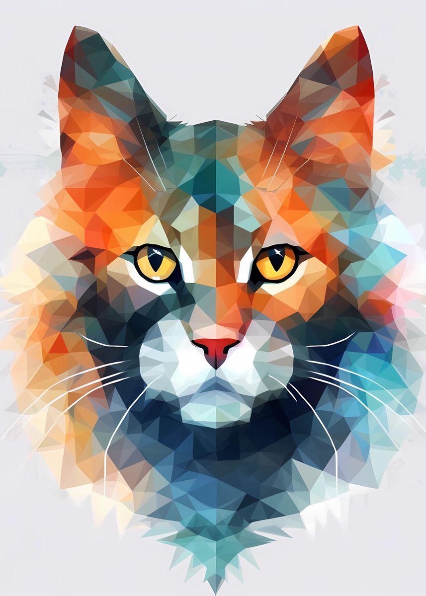 'Cat' Poster, picture, metal print, paint by G Design | Displate