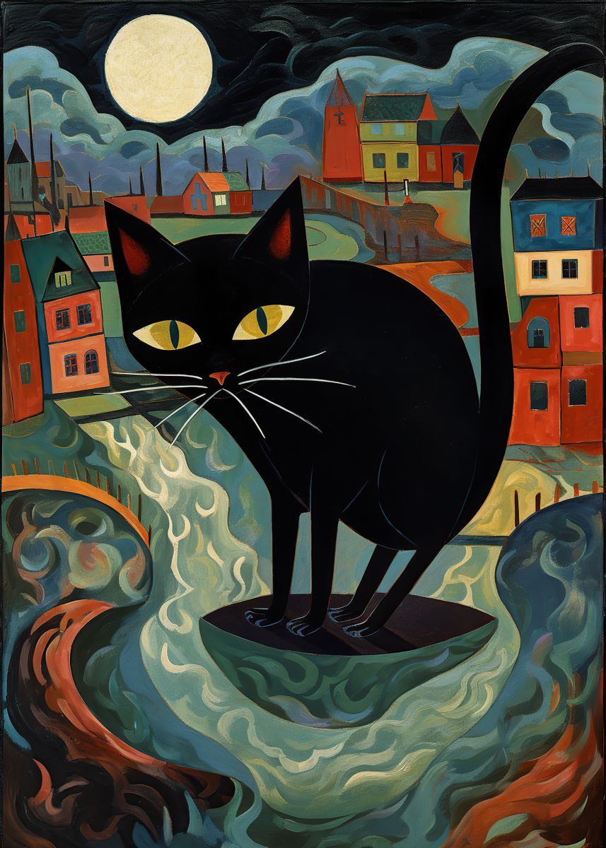 'Urban Legend Black Cat Art' Poster, picture, metal print, paint by ...
