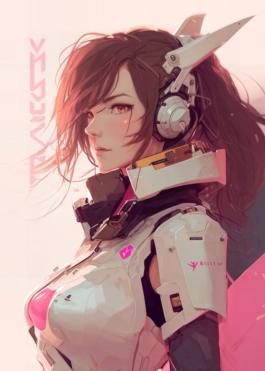 'Girl in cybernetic armor' Poster, picture, metal print, paint by ...