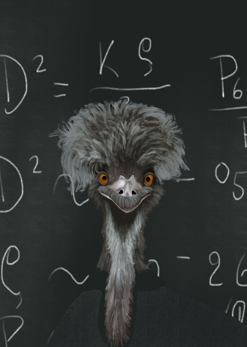 'Funny Math Lover Emu' Poster, picture, metal print, paint by Sunette ...