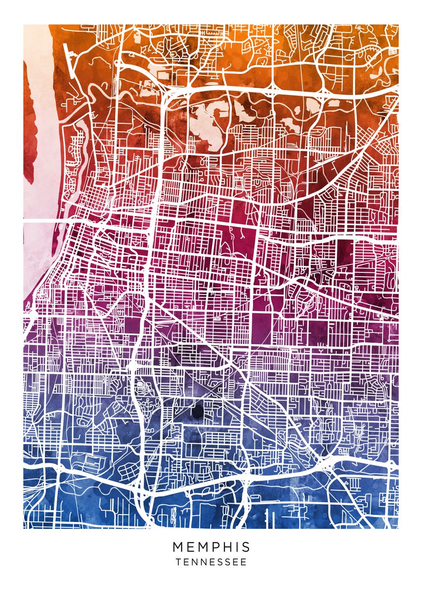 'Memphis Tennessee Map' Poster by Michael Tompsett | Displate