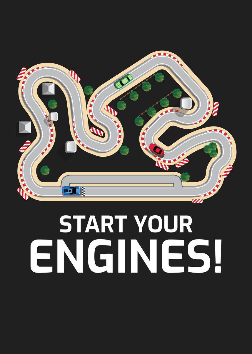 'Start Your Engines Play' Poster, picture, metal print, paint by Mooon ...