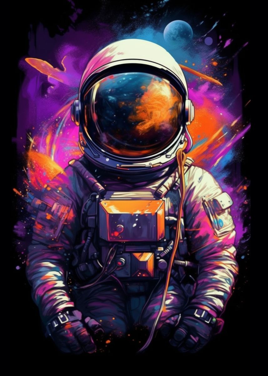'Astronaut Space Watercolor' Poster by thoif mandala | Displate