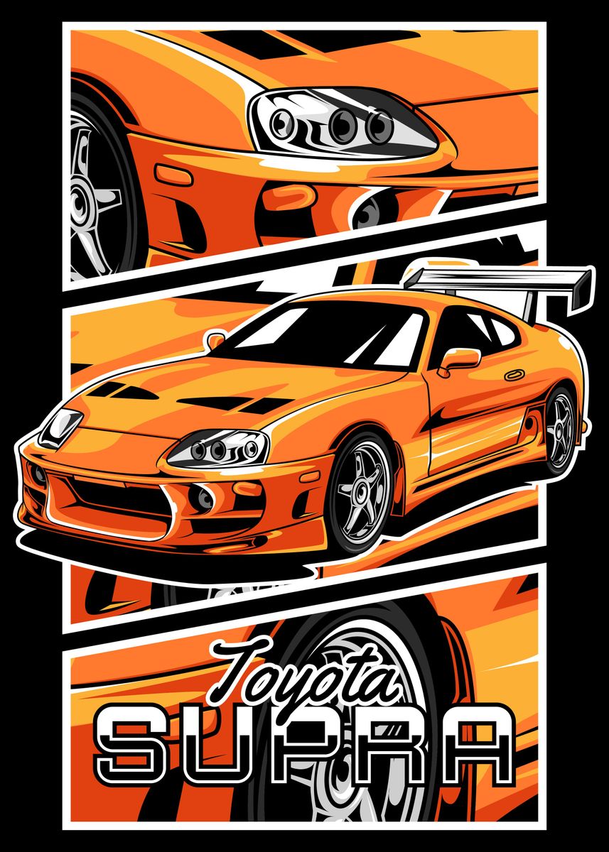 'Toyota Supra Racing Card' Poster, picture, metal print, paint by ...