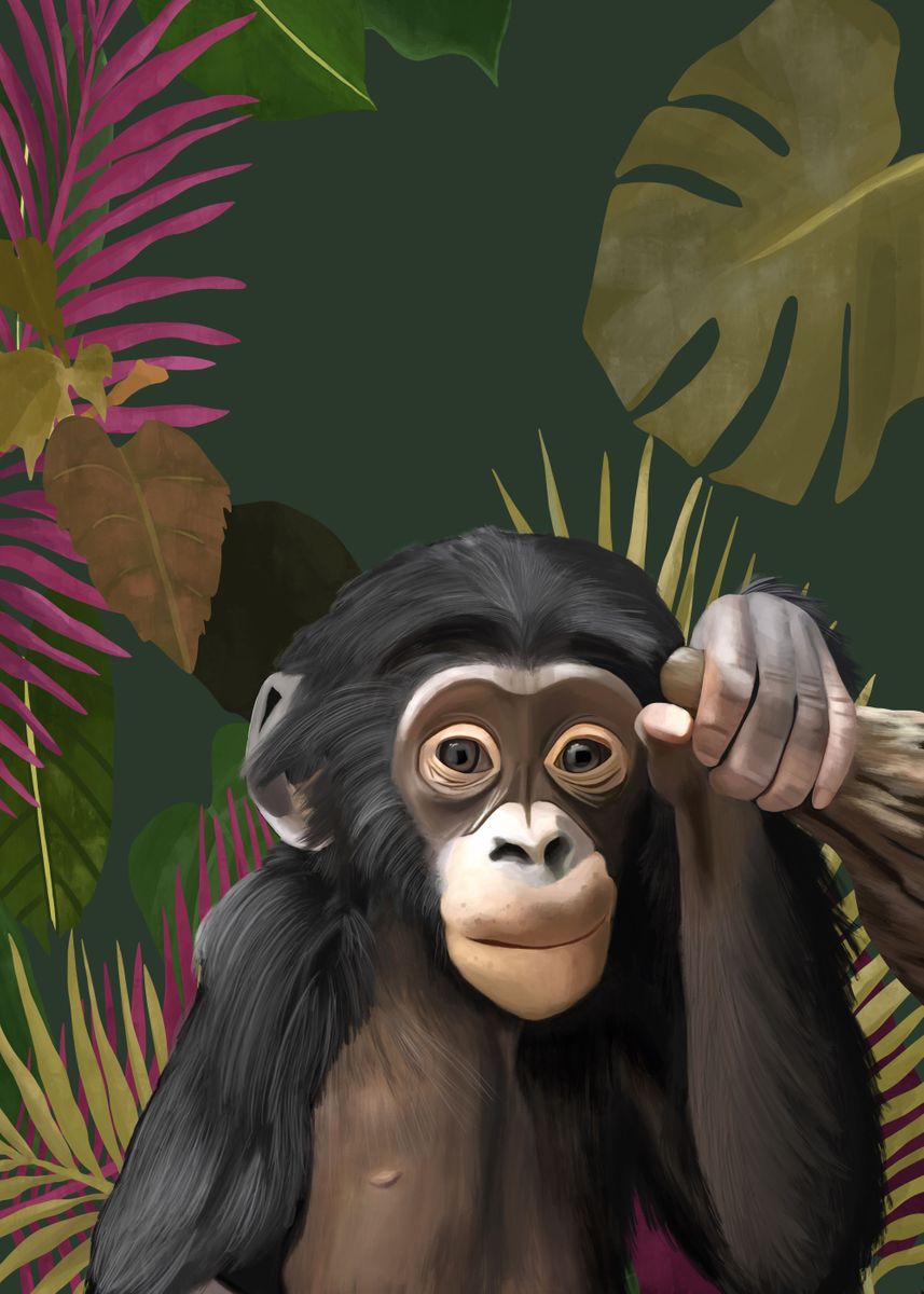 'Cute Baby Chimpanzee' Poster by Sunette Shepperson | Displate