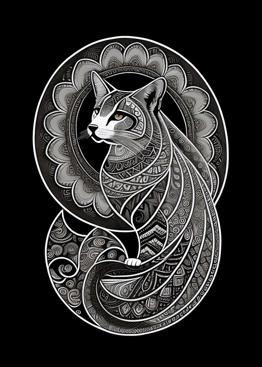 'Kitsune Cat Tattoo' Poster, picture, metal print, paint by anhvivuha ...