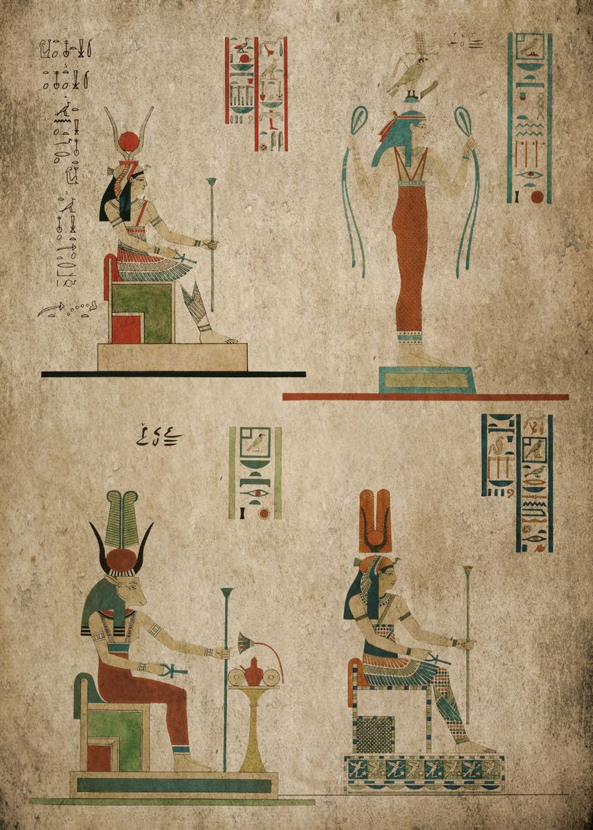 'Hathor Egyptian god' Poster, picture, metal print, paint by XandYart ...