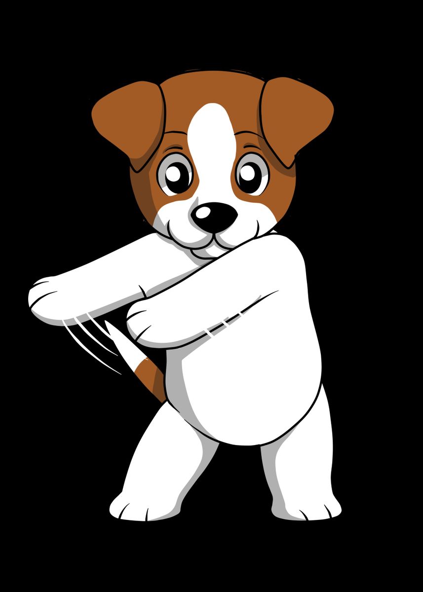 'Jack Russell Dog Flossing' Poster, picture, metal print, paint by ...