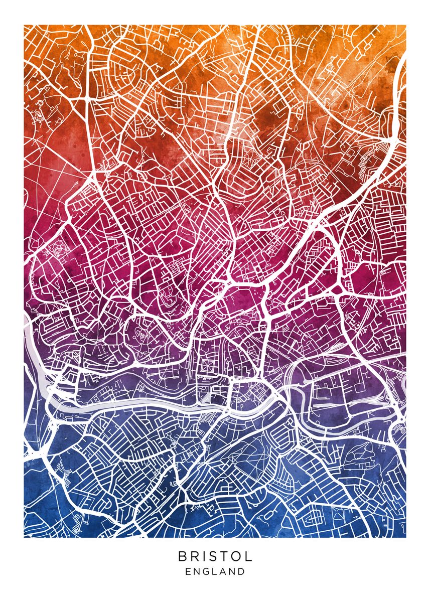 'Bristol England Map' Poster by Michael Tompsett | Displate