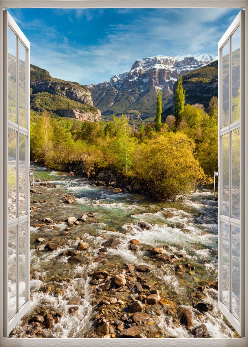 'Window view mountains ' Poster, picture, metal print, paint by Vicen ...