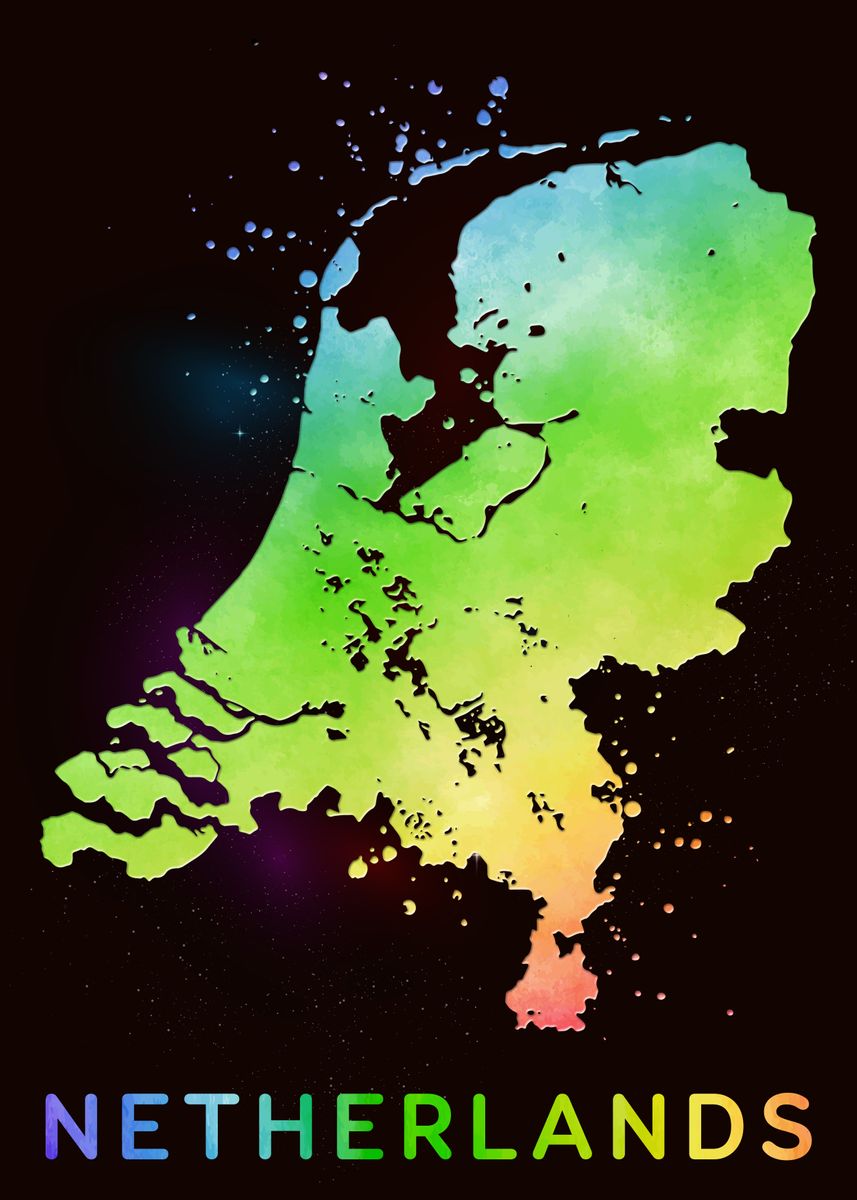 'Netherlands Map ' Poster, picture, metal print, paint by Terrance Seay ...