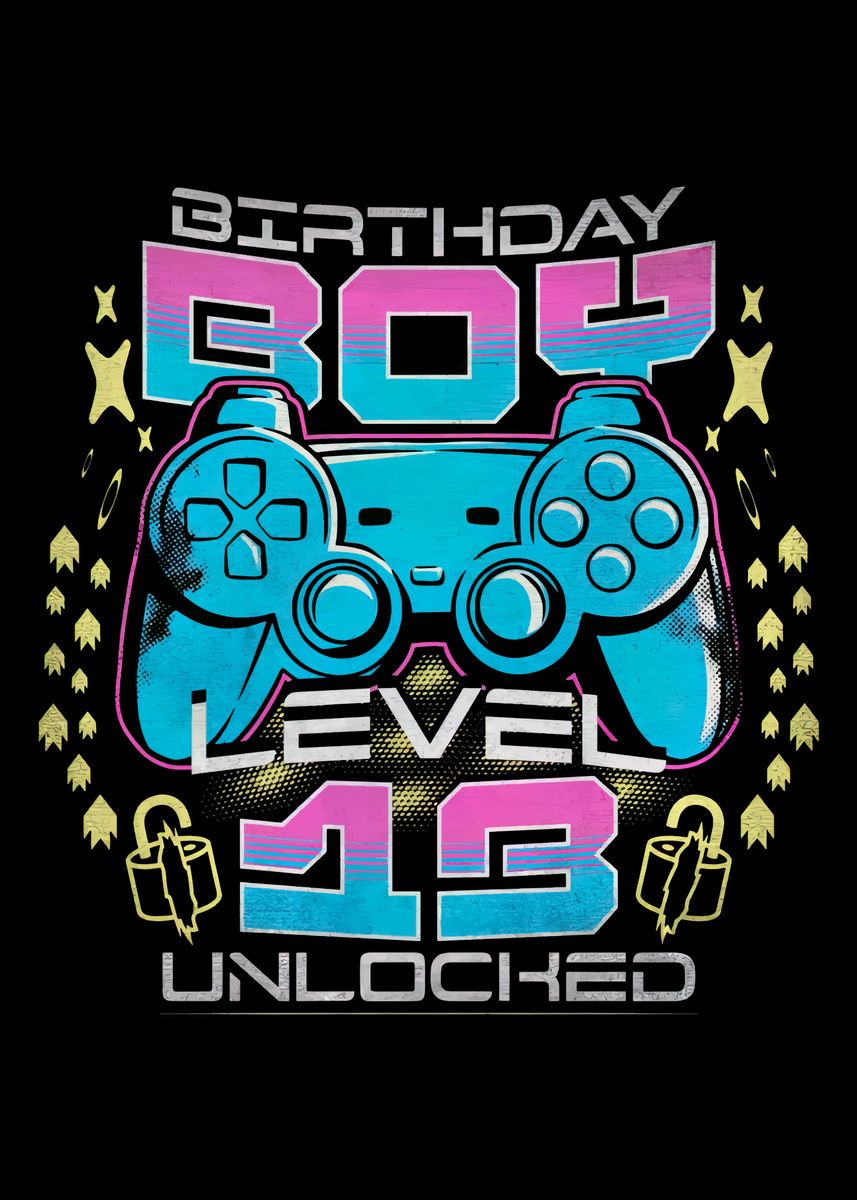 'Gaming Level Up Template' Poster, picture, metal print, paint by ...